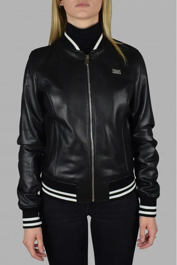 Philipp Plein Leather Bomber Jacket