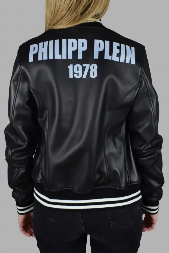Philipp Plein Leather Bomber Jacket