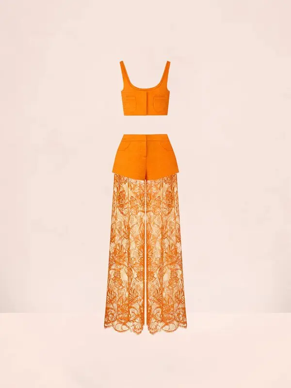 Alexis Corelle Lace Wide Leg Pant - Tangerine