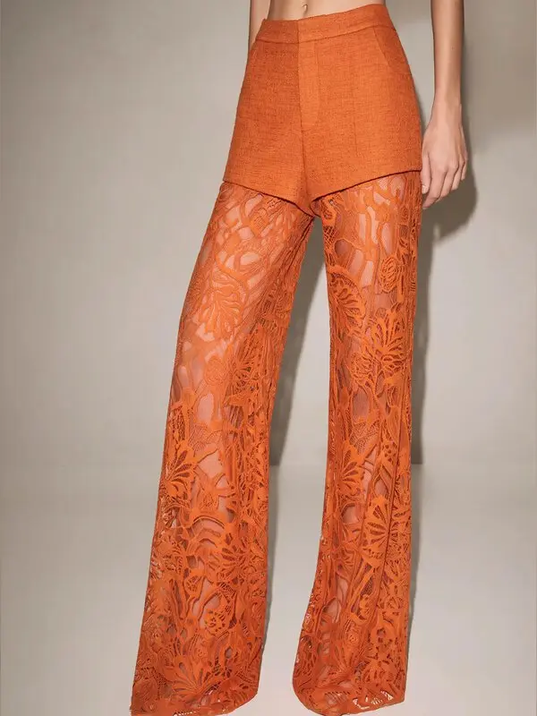 Alexis Corelle Lace Wide Leg Pant - Tangerine