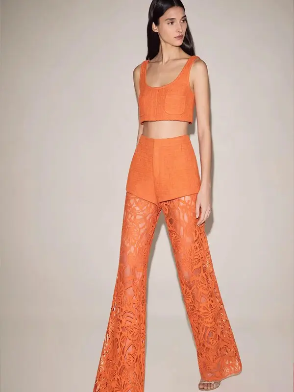 Alexis Corelle Lace Wide Leg Pant - Tangerine