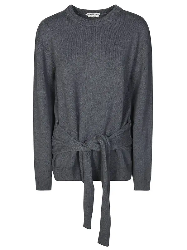 JW Anderson Wool-cotton Waist Tie Jumper - Grigio