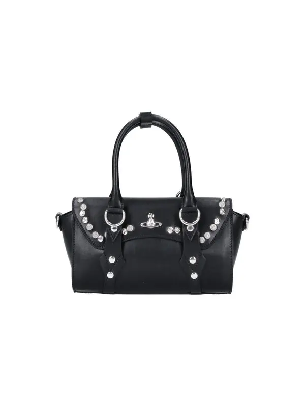 VIVIENNE WESTWOOD Studded Leather Top Handle Satchel - Black