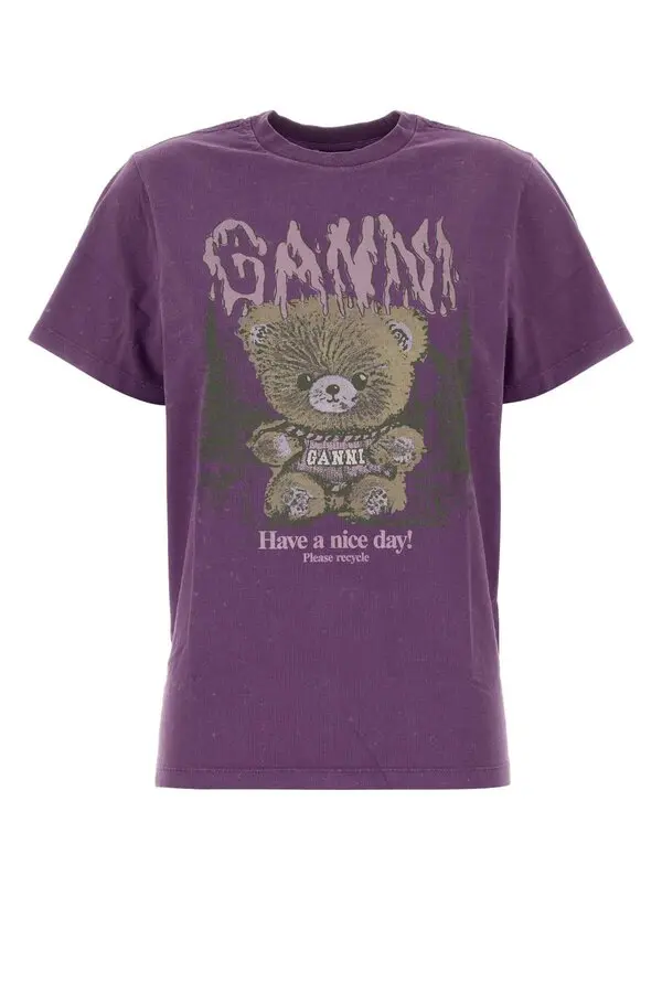 GANNI Heavy Relaxed T-shirt With Teddy Graphic