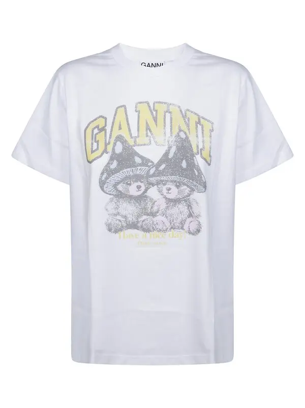 GANNI Teddy Mushrooms Relaxed Cotton T-shirt
