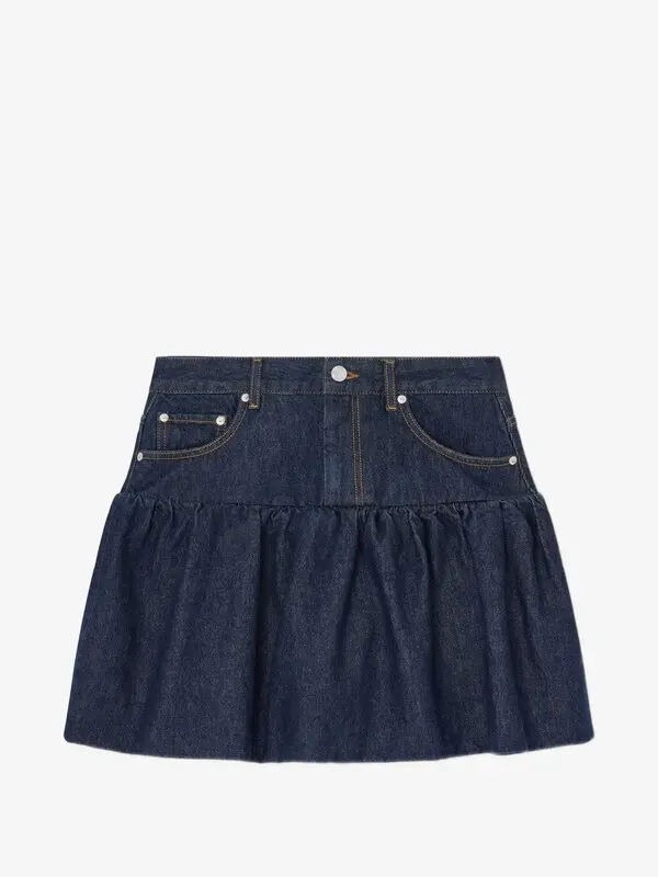 GANNI Organic Cotton Bubble Mini Skirt - Blu