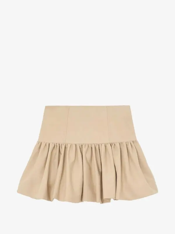 GANNI Zip-front Drop-waist Mini Skirt With Ruched Hem
