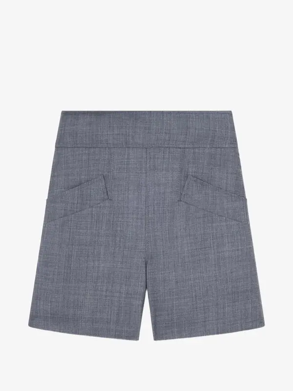 GANNI Wool-blend Zip-front Shorts - Grigio