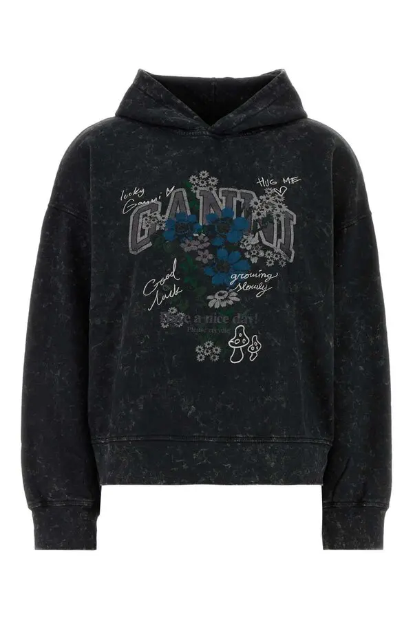 GANNI Organic Cotton Graphic Sweatshirt - Grey