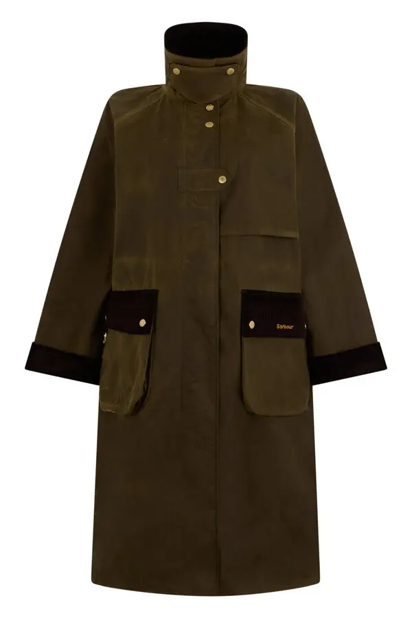 Barbour Longline Jacket With Wide Sleeves And High Collar