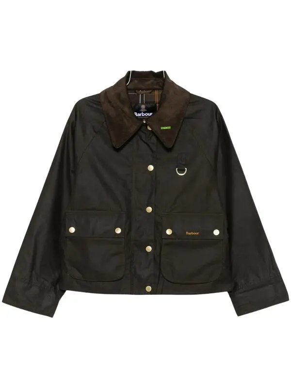 Barbour Waxed Cotton Jacket With Corduroy Collar - Green