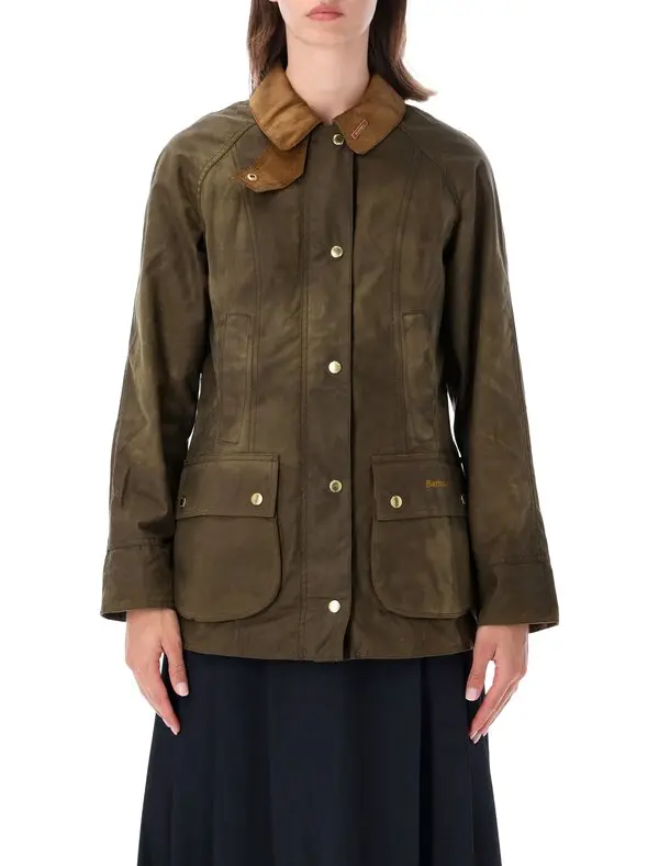 Barbour Waxed Cotton Jacket With Corduroy Collar - Sand