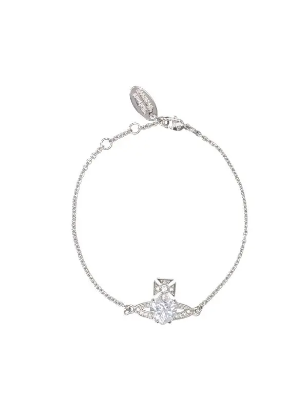 VIVIENNE WESTWOOD Crystal Heart Charm Bracelet - Silver