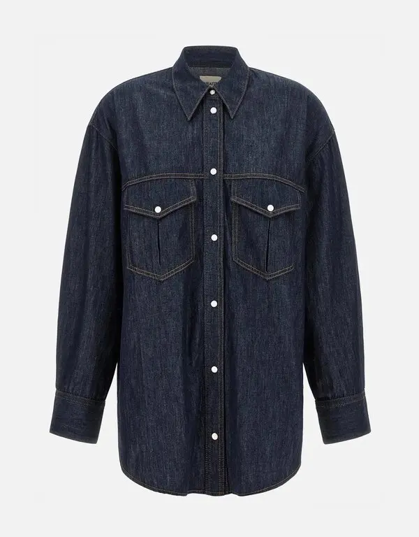 Khaite Point-collar Denim Shirt - Blu