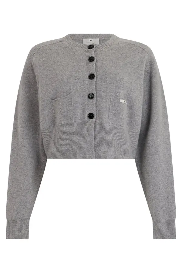 Elisabetta Franchi Cropped Button-front Sweater With Long Sleeves