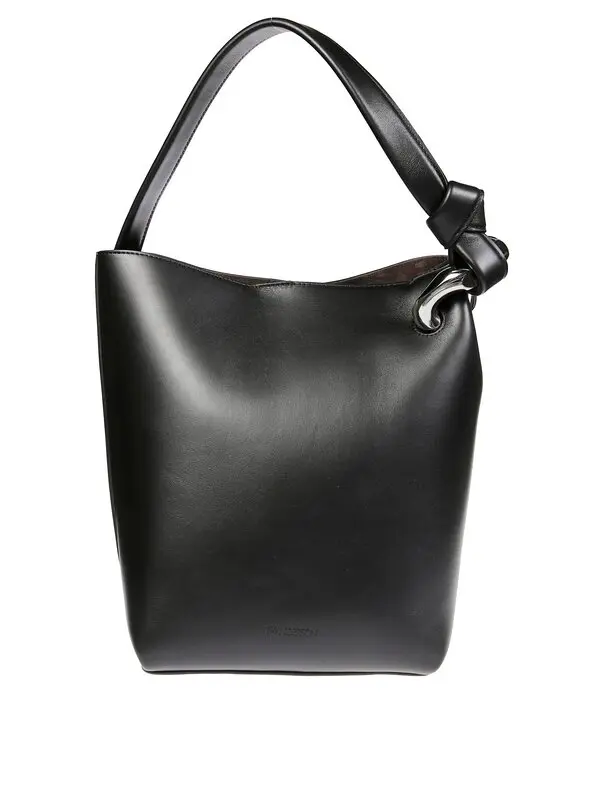 JW Anderson Corner Bucket Leather Shoulder Bag - Nero
