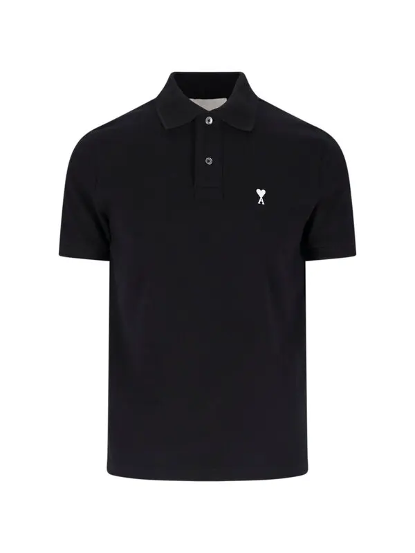 AMI Paris 100% Cotton Polo Shirt With Mother-of-pearl Buttons