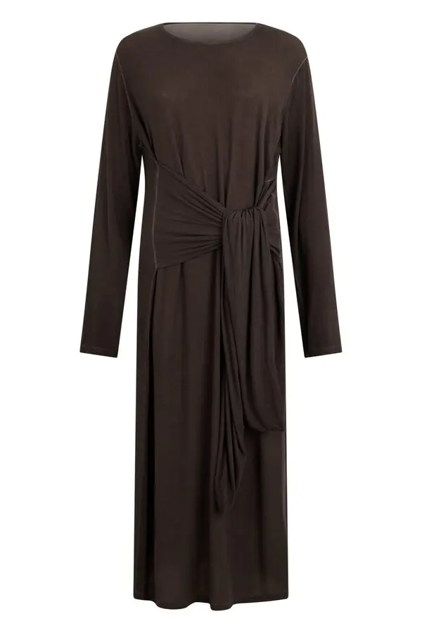 UMA WANG Minimalist Long-sleeve Long Dress - Brown