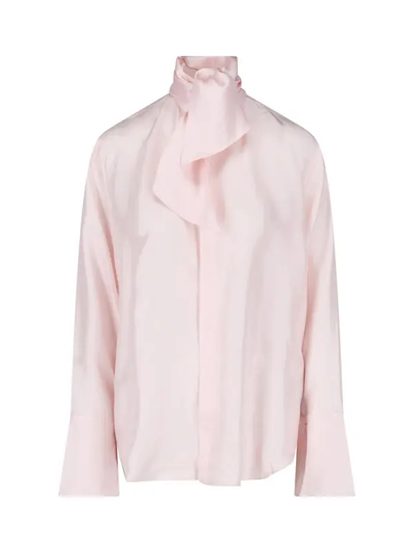 SA SU PHI Silk Bow Neck Blouse - Pink