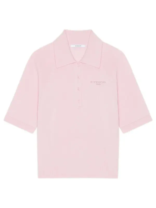 Givenchy Polo Button-down Collar Shirt With Tonal Embroidered Signature