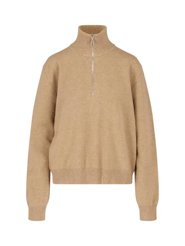 RÓHE Half-zip Mock Neck Sweater - Beige
