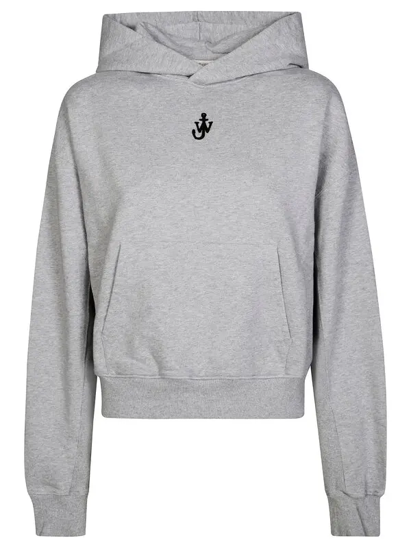JW Anderson Cropped Cotton Hoodie - Grigio