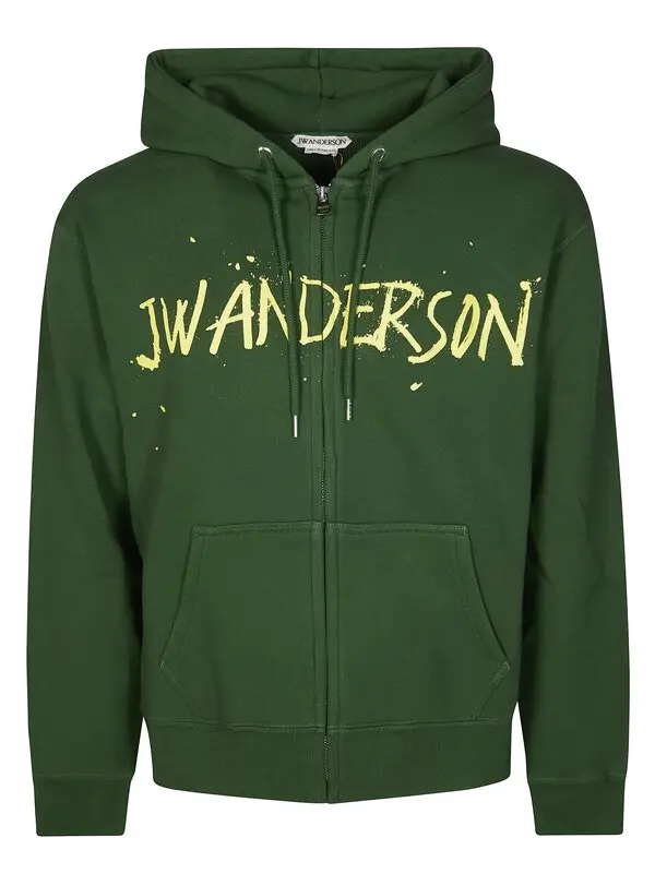 JW Anderson Zip-up Cotton Sweatshirt - Verde