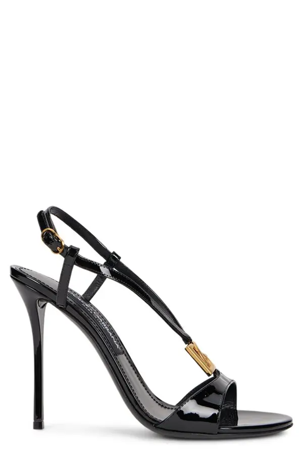 Dolce & Gabbana Leather High-heeled Sandal With Golden Buckle