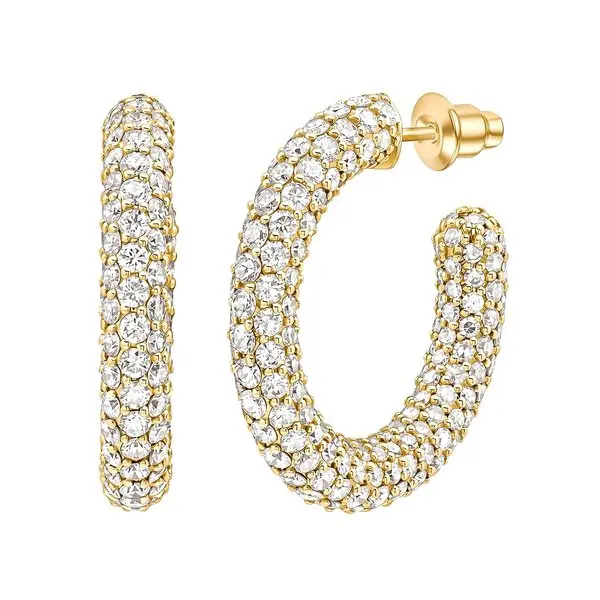 NAZZAR Pave C Hoop Earrings