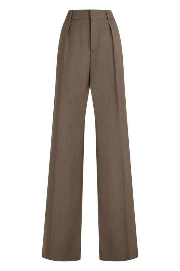 Saint Laurent Pleated High-waist Wide-leg Wool Trousers