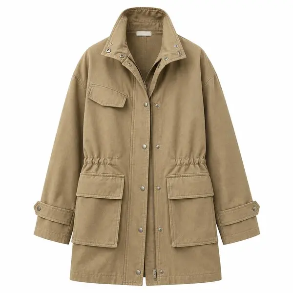 FRONT ROW SHOP Safari Jacket With Flap Patch Pockets