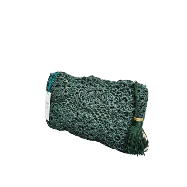 PERLAVERA Raffia Summer Dark Handcrafted Clutch