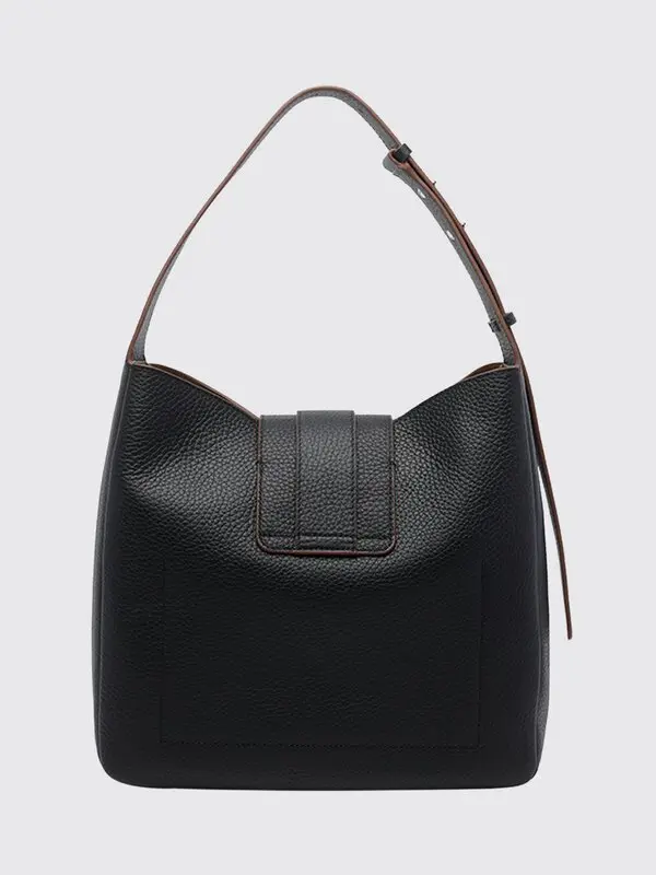 Hogan Grained Leather Hobo Shoulder Bag - Black