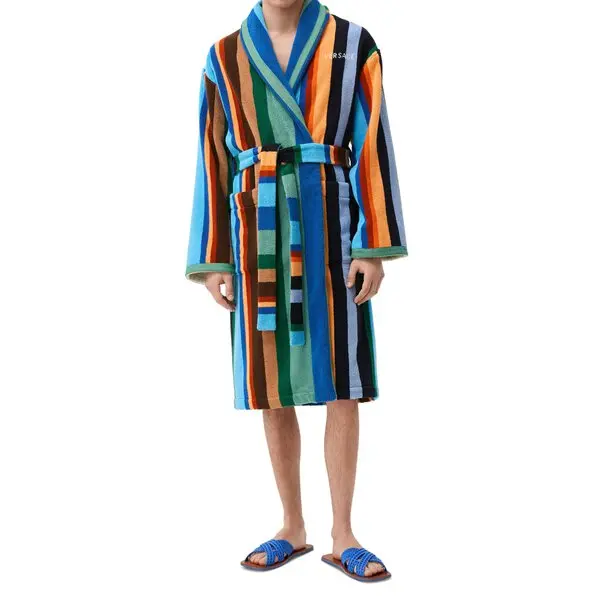 Versace Striped Terry Medusa Robe