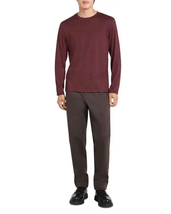 Theory Essential Relaxed Fit Long Sleeve In Anemone Milano - Deep Auburn
