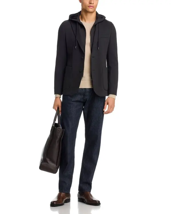 BOSS Hanry Slim Fit Sport Coat And Removable Drawstring Bib Hoodie