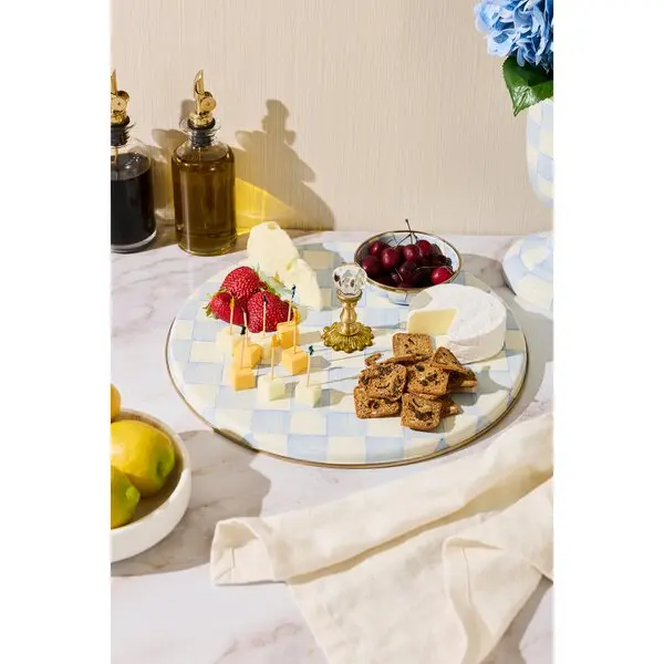 MACKENZIE-CHILDS Check Cheese Course Tray - Sky