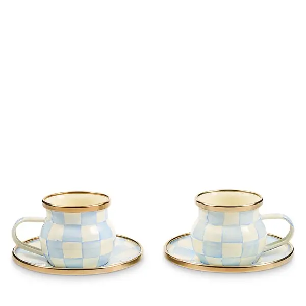 MACKENZIE-CHILDS Check Espresso Cup & Saucer, Set Of 2