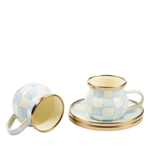 MACKENZIE-CHILDS Check Espresso Cup & Saucer, Set Of 2