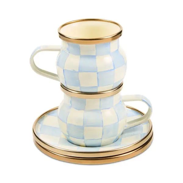 MACKENZIE-CHILDS Check Espresso Cup & Saucer, Set Of 2