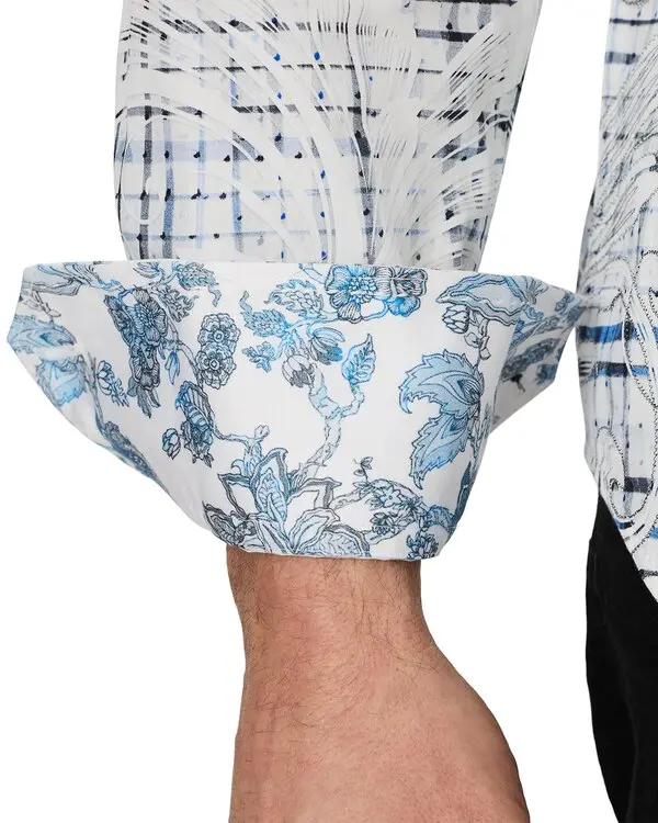Robert Graham Webster Slim Floral Check Woven Cotton Shirt