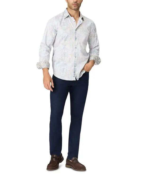 Robert Graham Dewitt Slim Fit Hazy Pattern Cotton Blend Woven Shirt