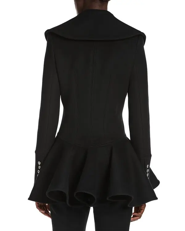 Alexander McQueen Double Breasted Flared Wool Coat