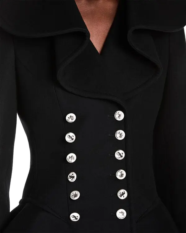 Alexander McQueen Double Breasted Flared Wool Coat