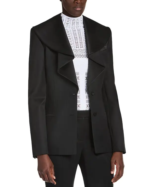 Alexander McQueen Folded Collar Wool Blazer - Black