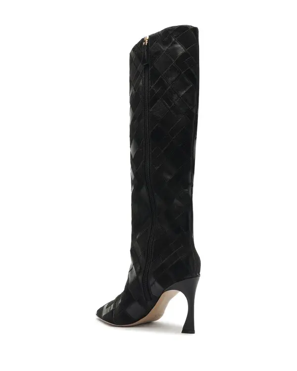 ALEXANDRE BIRMAN Annelise 85 Patchwork Calf Hair & Suede Knee High Boots