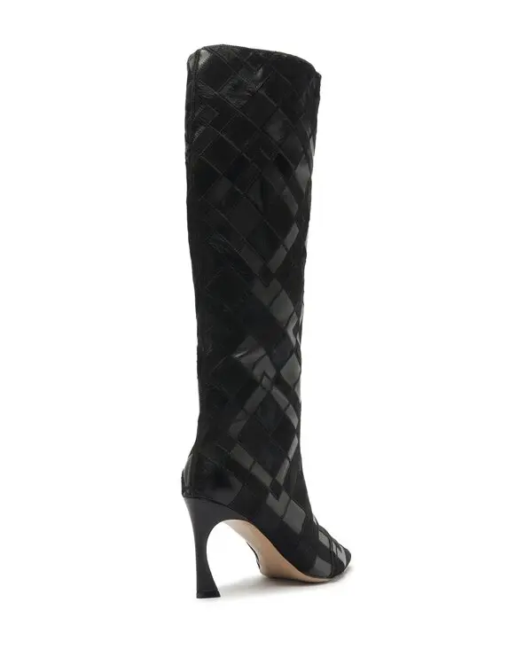 ALEXANDRE BIRMAN Annelise 85 Patchwork Calf Hair & Suede Knee High Boots