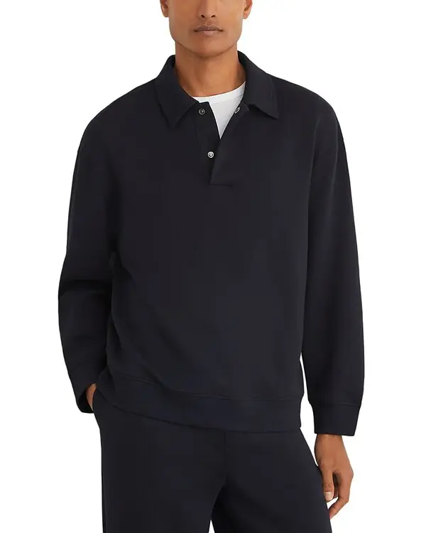 REISS Brooks Interlock Polo Sweatshirt - Navy