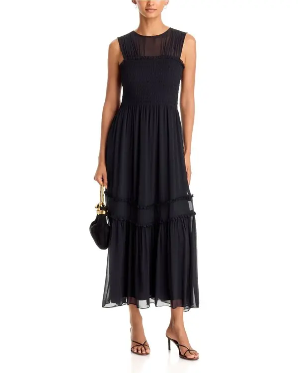 Ramy Brook Annie Smocked Bodice Midi Dress