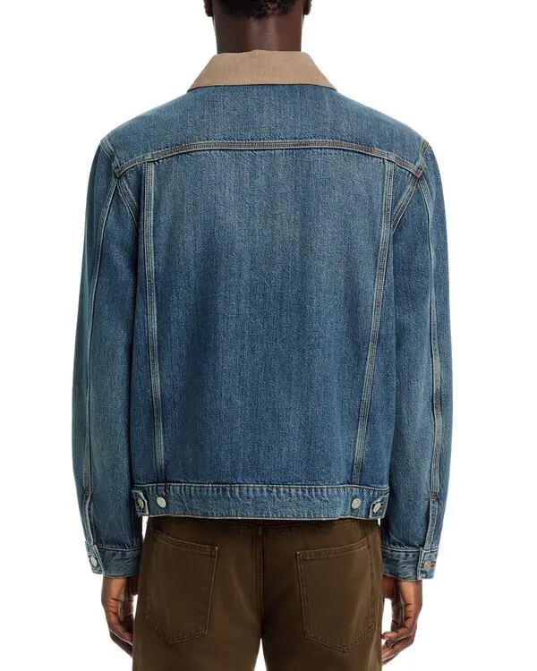 FRAME Cotton Blend Zip Denim Trucker Jacket